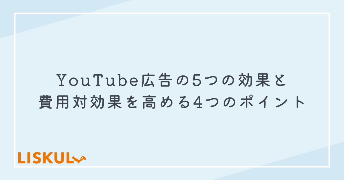 YouTube広告の5つの効果と費用対効果を高める4つのポイント | LISKUL